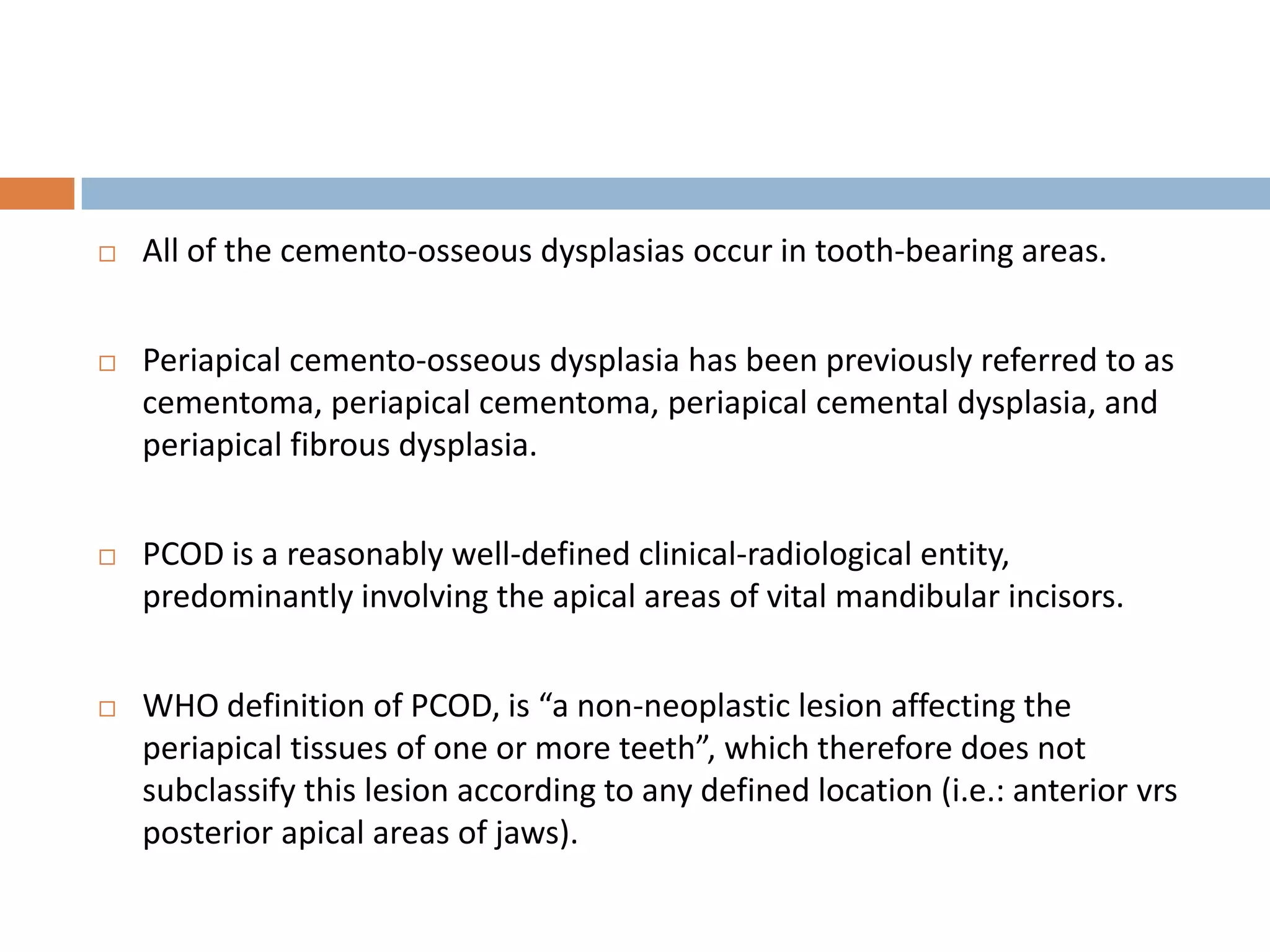 Jc 1 cbct findings of periapical cemento-osseous dysplasia | PPTX