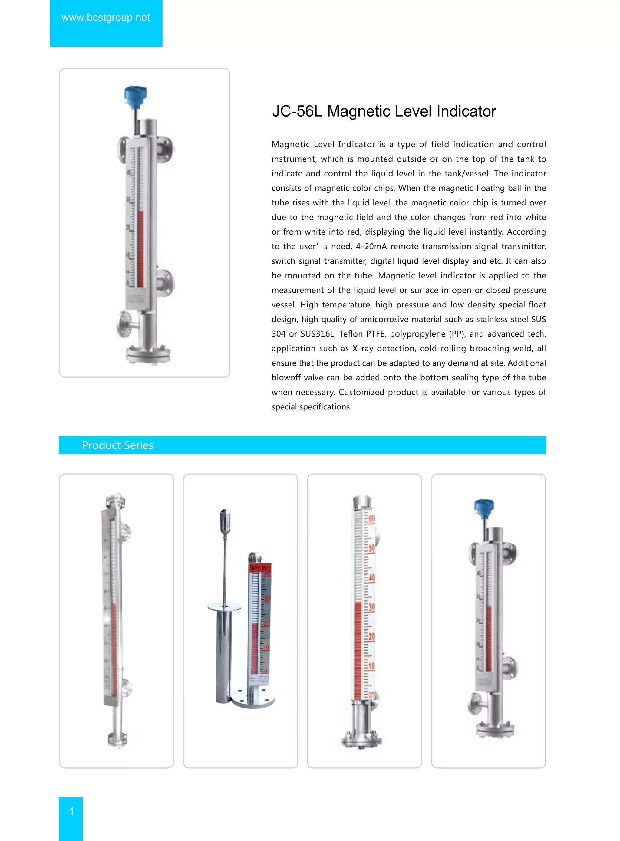 Magnetic float level guage by BCST | PDF