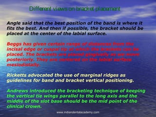 bracket positioning in orthodontics / dental crown & bridge courses | PPT