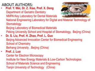 Article presentation: enamel repair with amorphous ceramics | PPTX