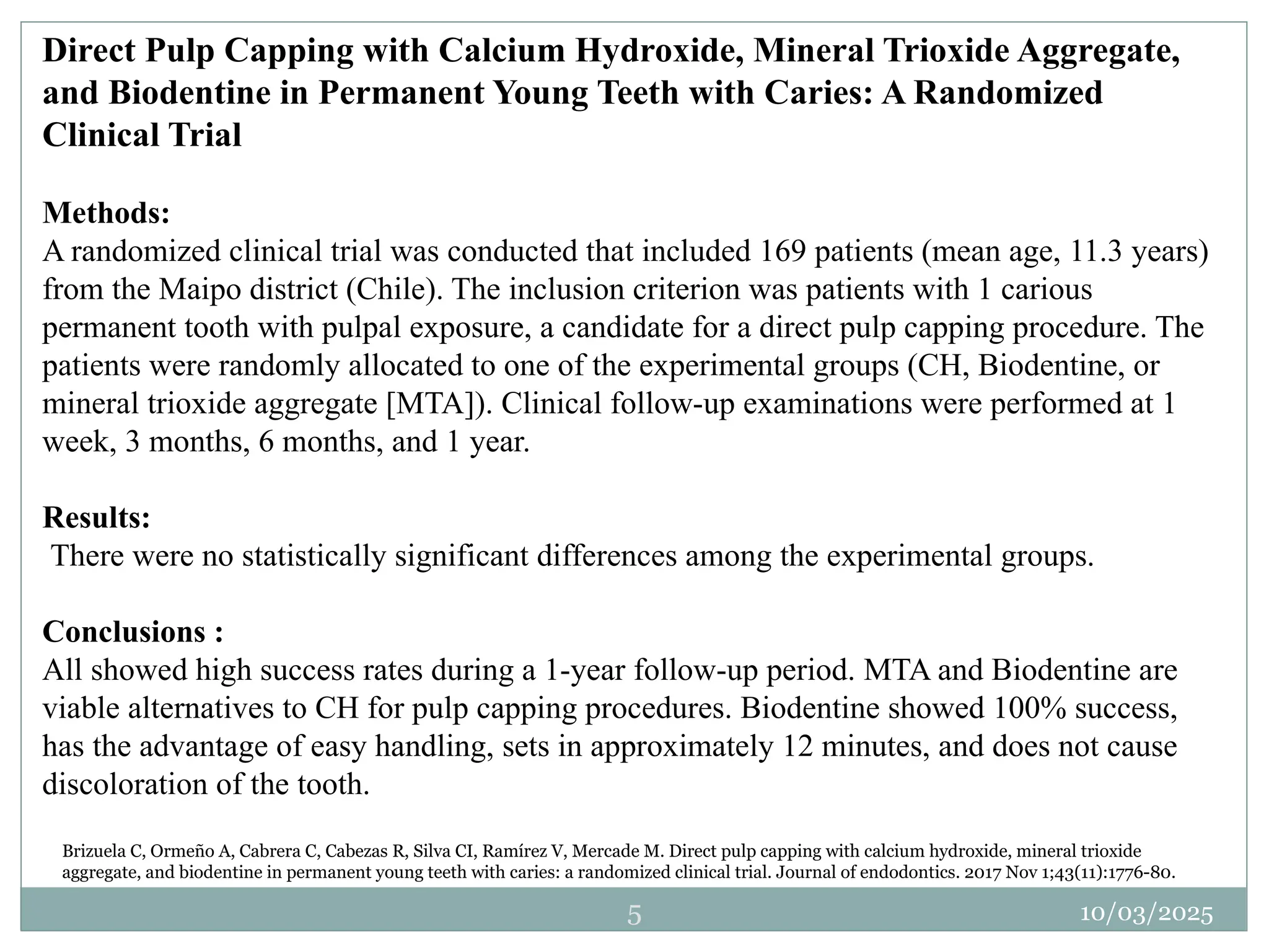 direct pulp capping randomized clinical trial | PPTX