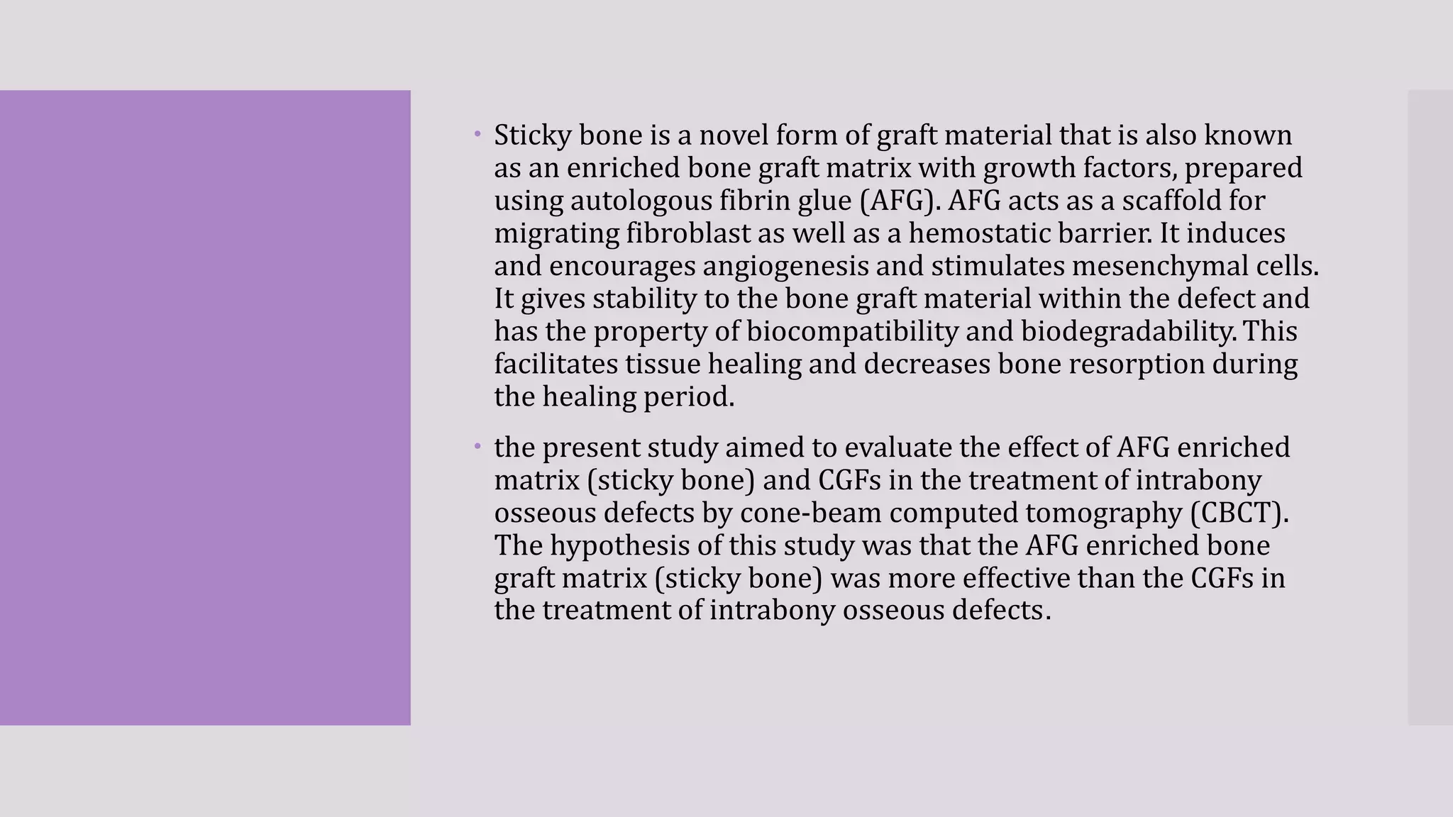 comparison between sticky bone and concentrated growth factor | PPT