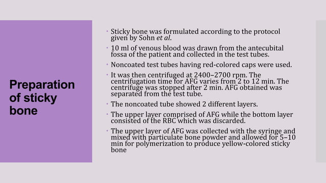 comparison between sticky bone and concentrated growth factor | PPT
