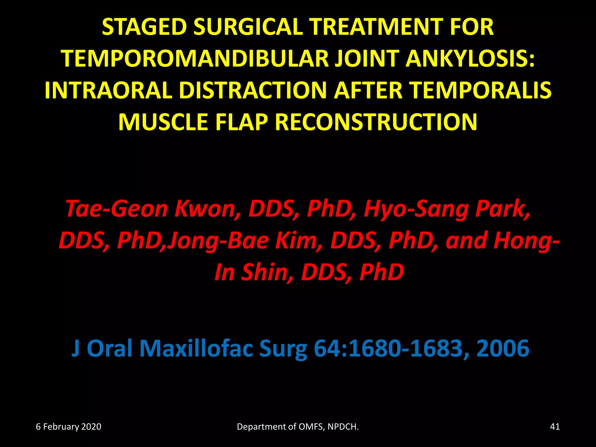 Journal Club New protocol to prevent TMJ reankylosis and potentially ...
