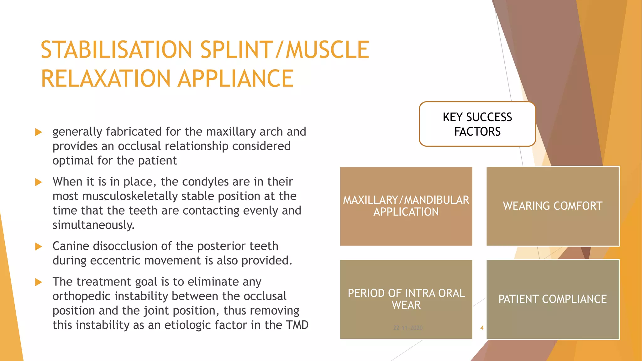 Journal club presentation on muscle stabilisation splints | PPTX