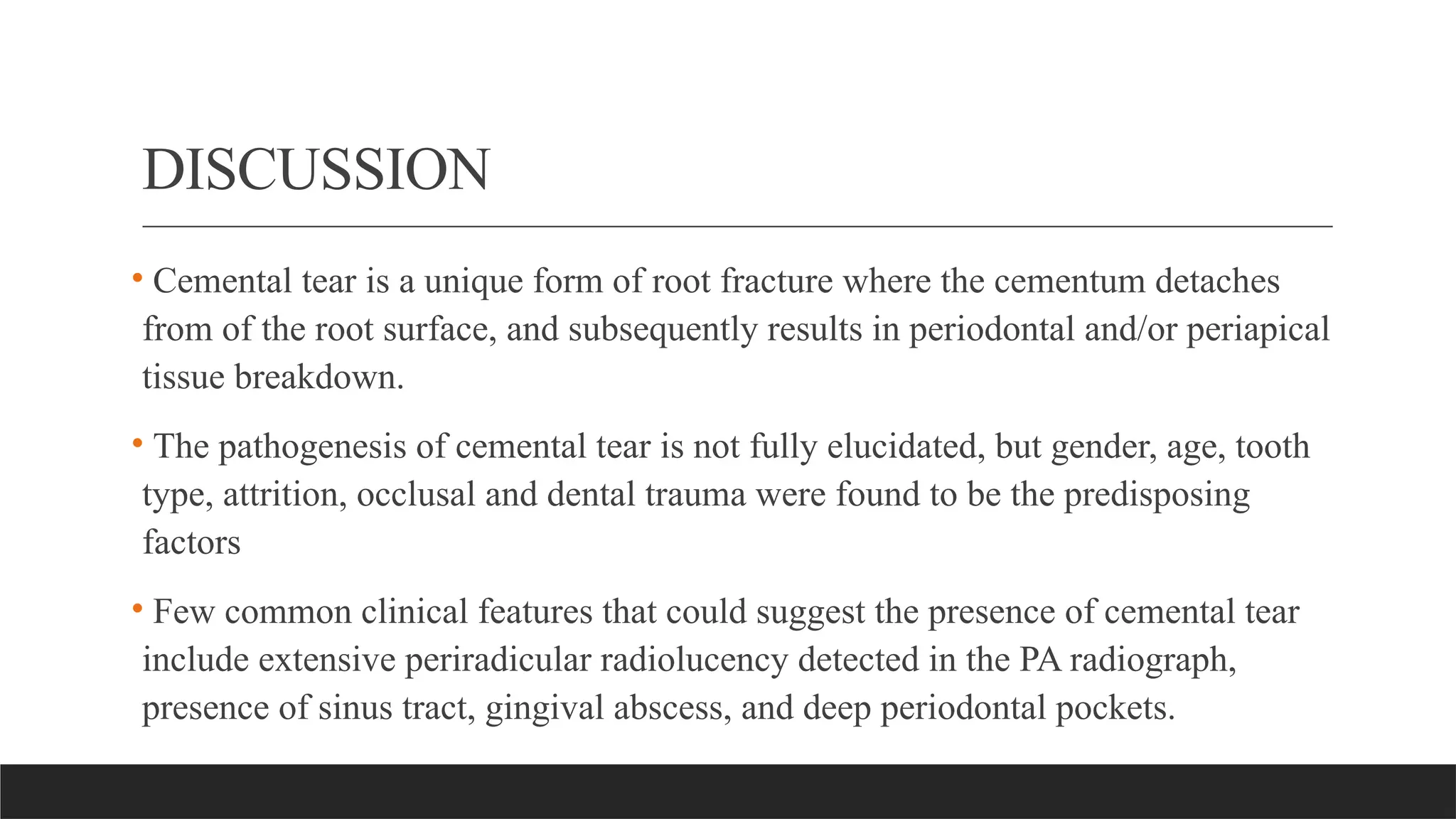 cemental tear on maxillary anterior incisors a description of clinical ...