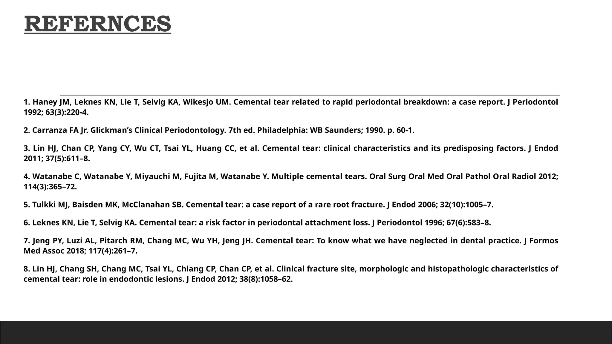 cemental tear on maxillary anterior incisors a description of clinical ...