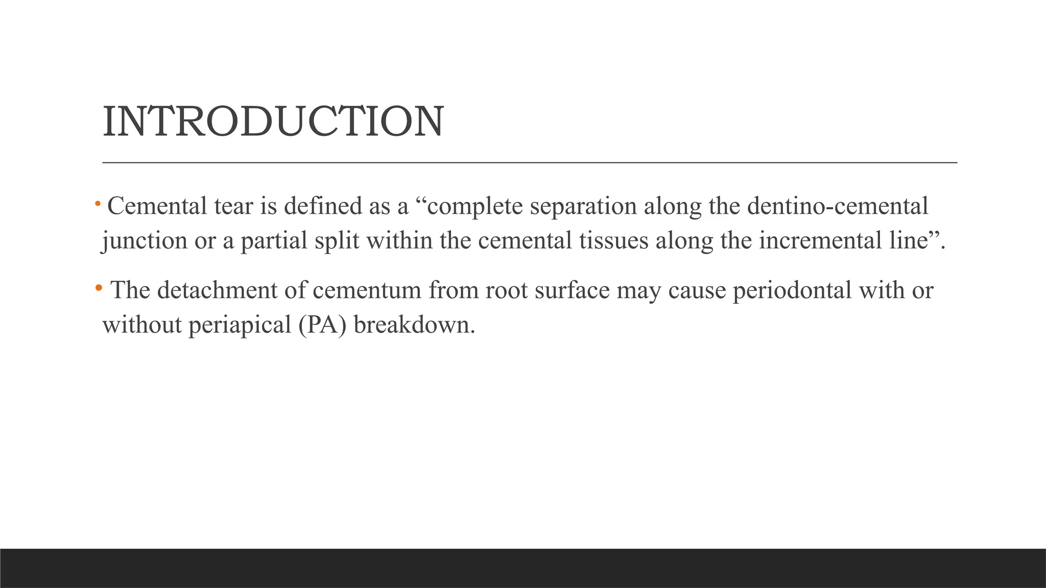 cemental tear on maxillary anterior incisors a description of clinical ...