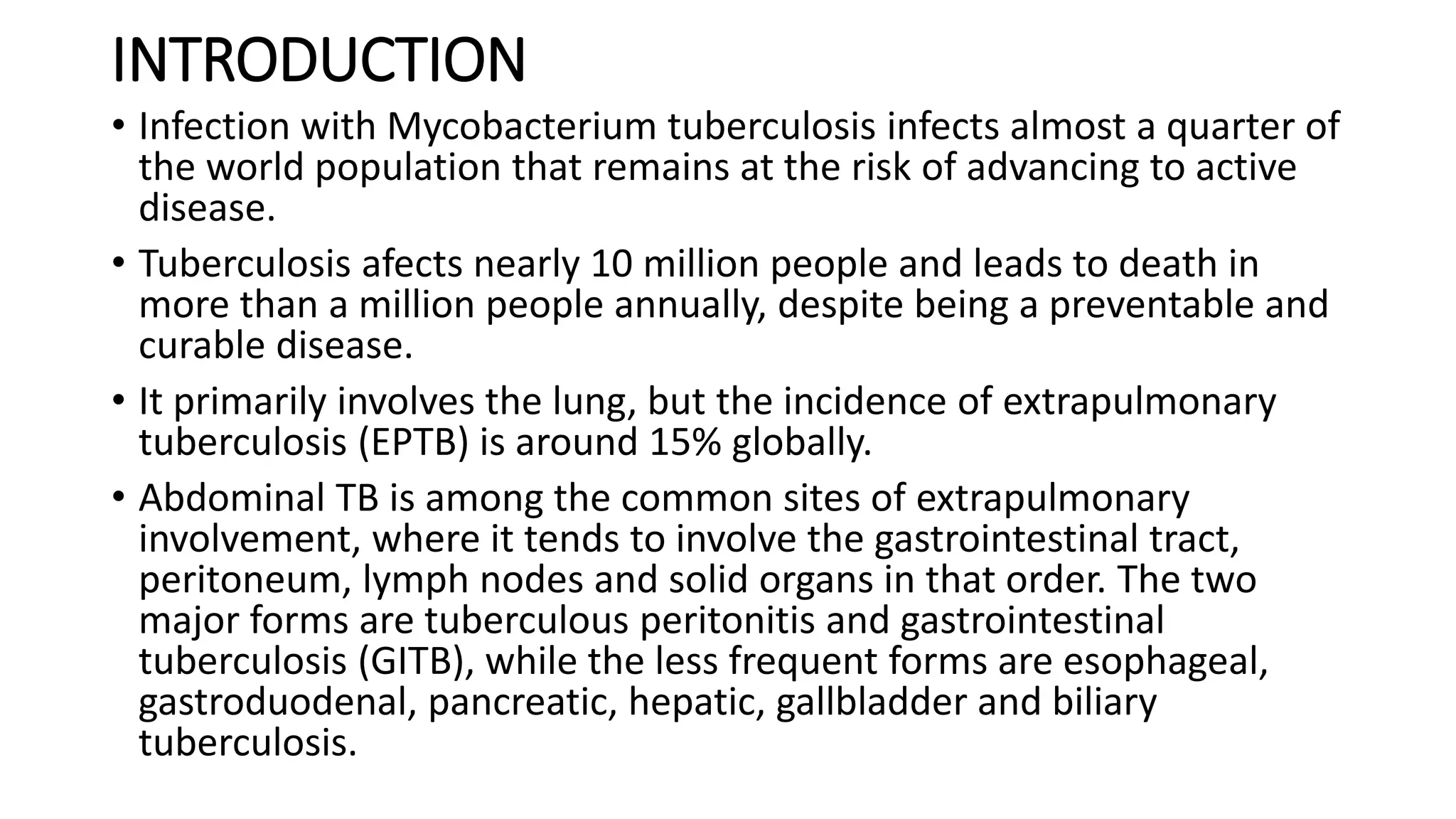 Abdominal Tuberculosis Diagnosis and Management | PPTX