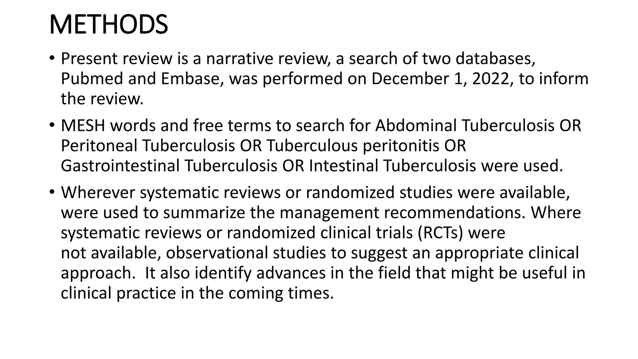 Abdominal Tuberculosis Diagnosis and Management | PPTX