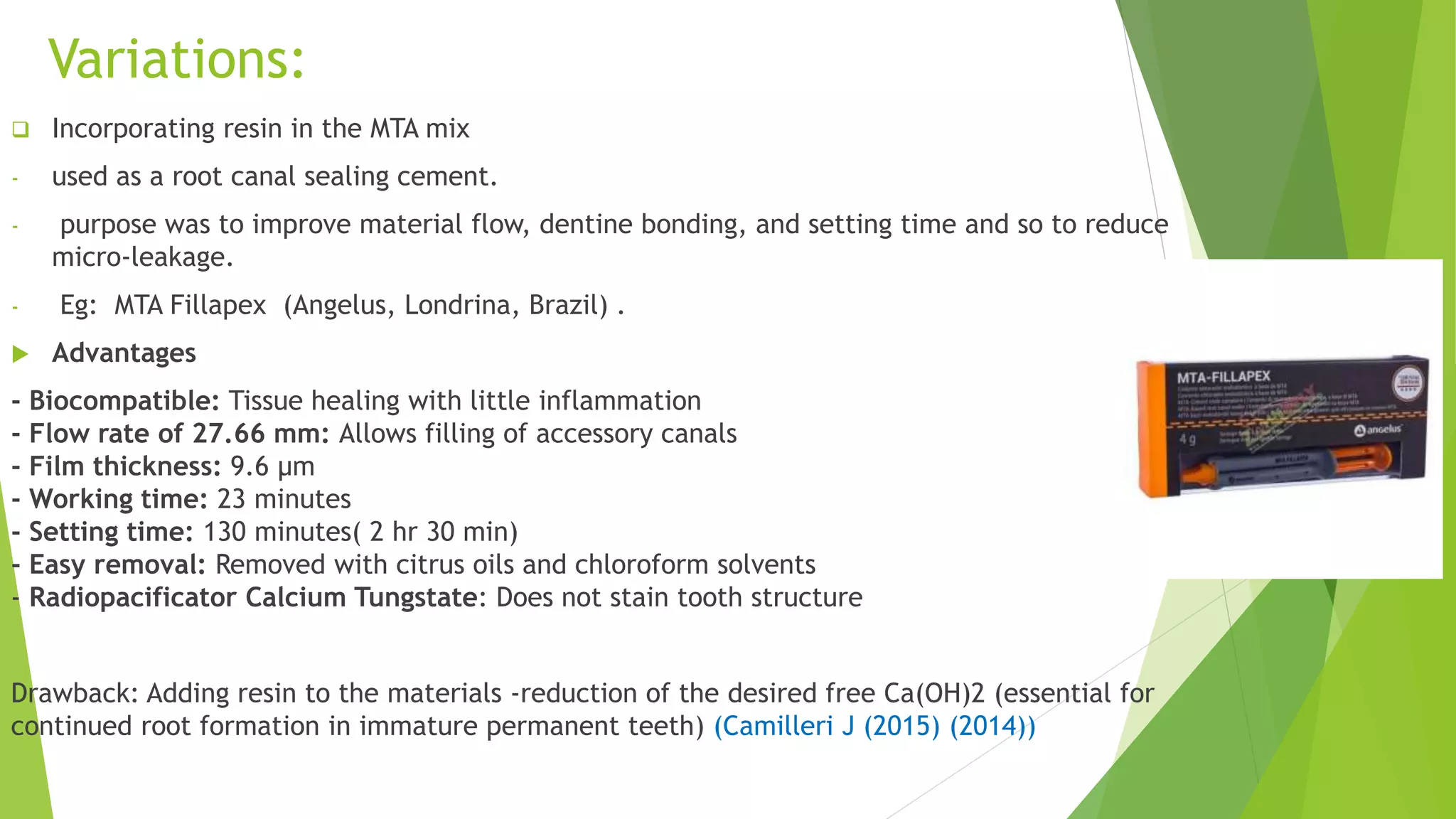 MTA USE IN PEDIATRIC DENTISTRY: LITERATURE REVIEW | PPTX