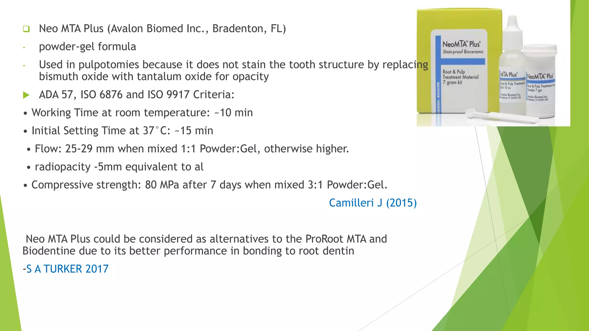 MTA USE IN PEDIATRIC DENTISTRY: LITERATURE REVIEW | PPTX