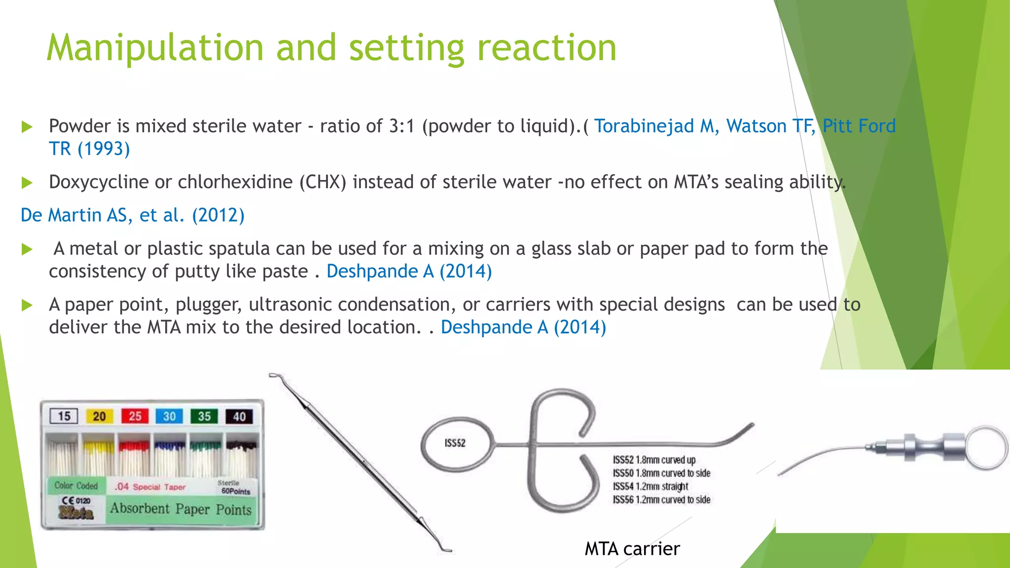 MTA USE IN PEDIATRIC DENTISTRY: LITERATURE REVIEW | PPTX