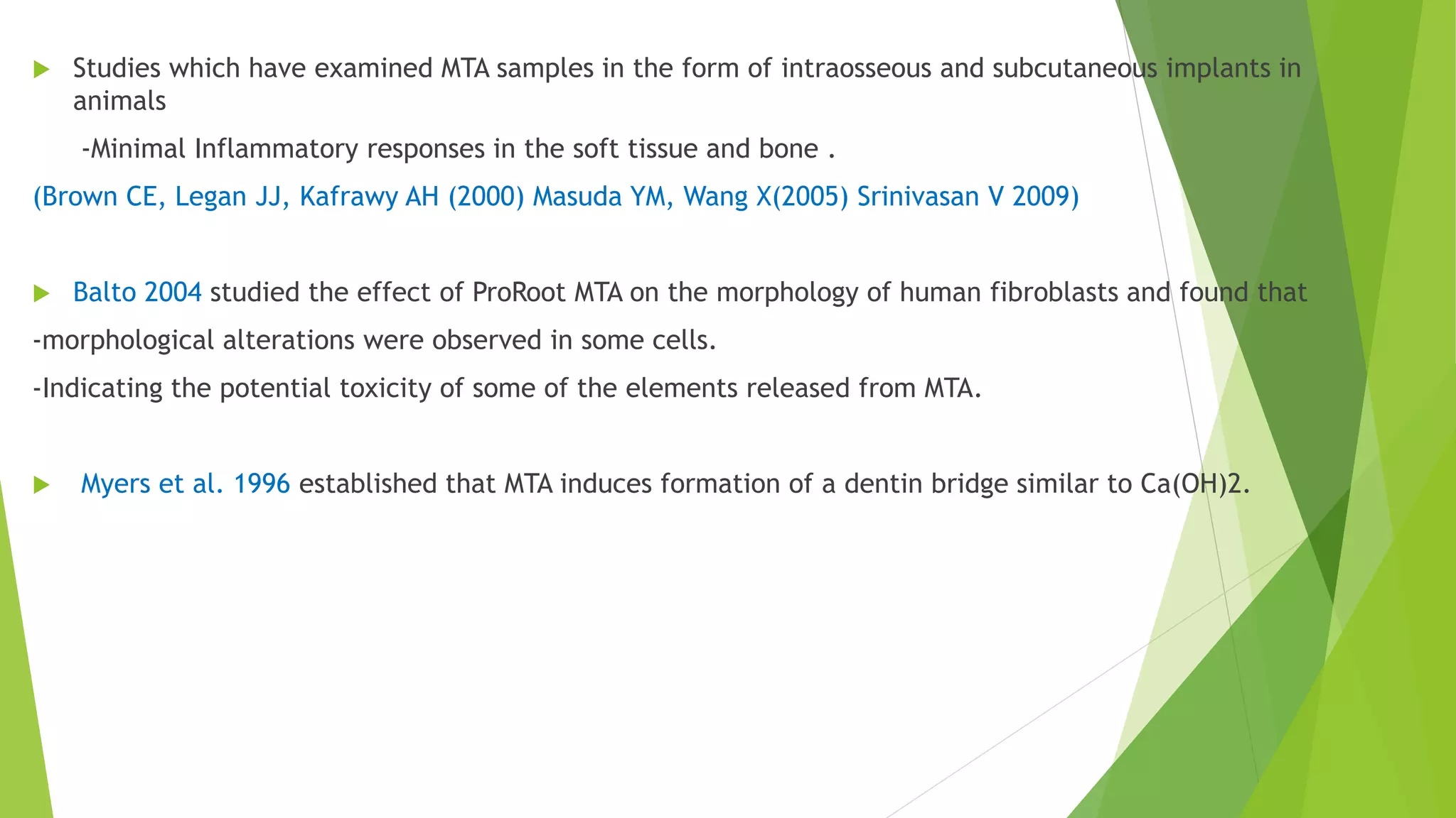 MTA USE IN PEDIATRIC DENTISTRY: LITERATURE REVIEW | PPTX