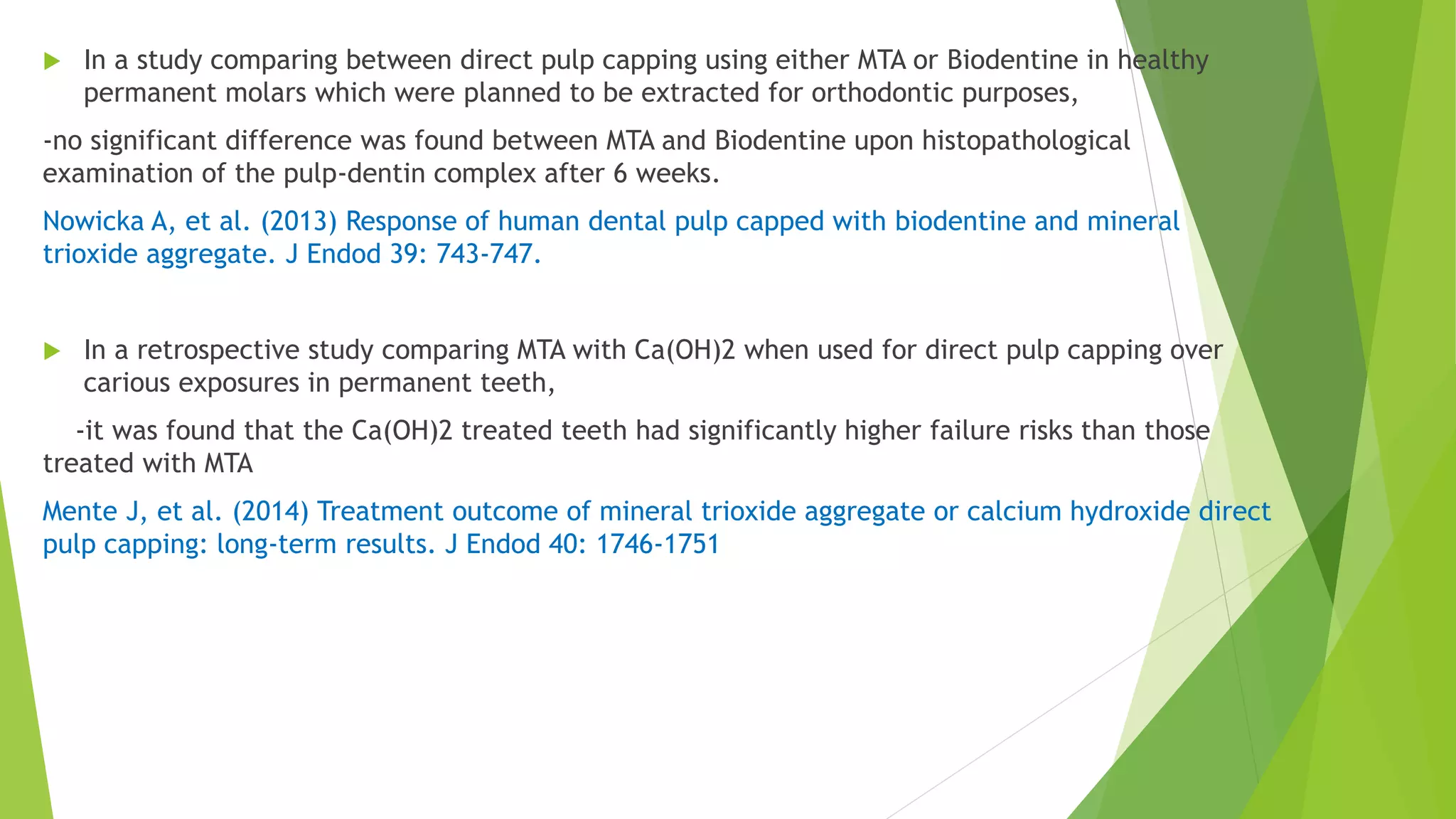 MTA USE IN PEDIATRIC DENTISTRY: LITERATURE REVIEW | PPTX