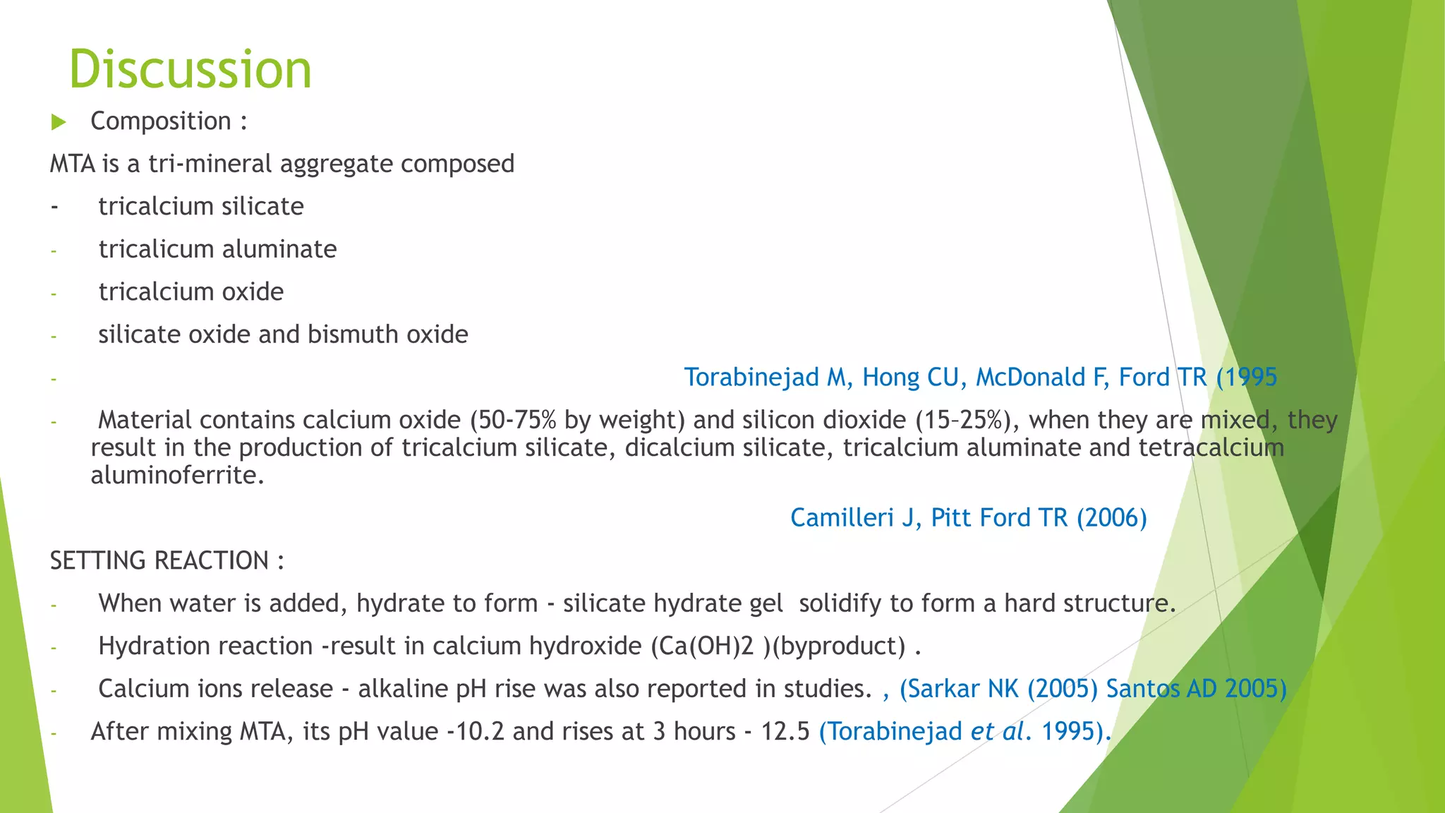 MTA USE IN PEDIATRIC DENTISTRY: LITERATURE REVIEW | PPTX