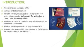 MTA USE IN PEDIATRIC DENTISTRY: LITERATURE REVIEW | PPTX