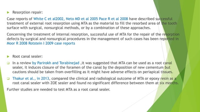 MTA USE IN PEDIATRIC DENTISTRY: LITERATURE REVIEW | PPTX | Dental ...