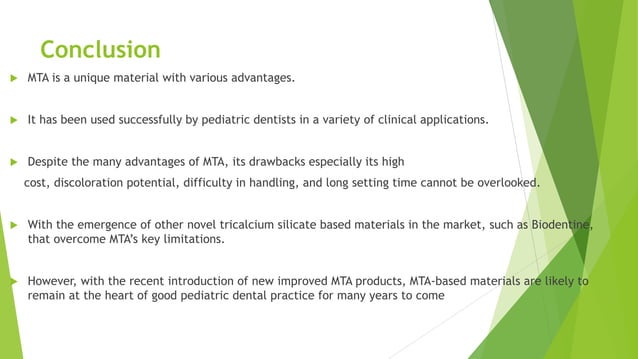 MTA USE IN PEDIATRIC DENTISTRY: LITERATURE REVIEW | PPTX | Dental ...