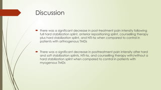 occlusal splint in the management of TMD disorders | PPTX