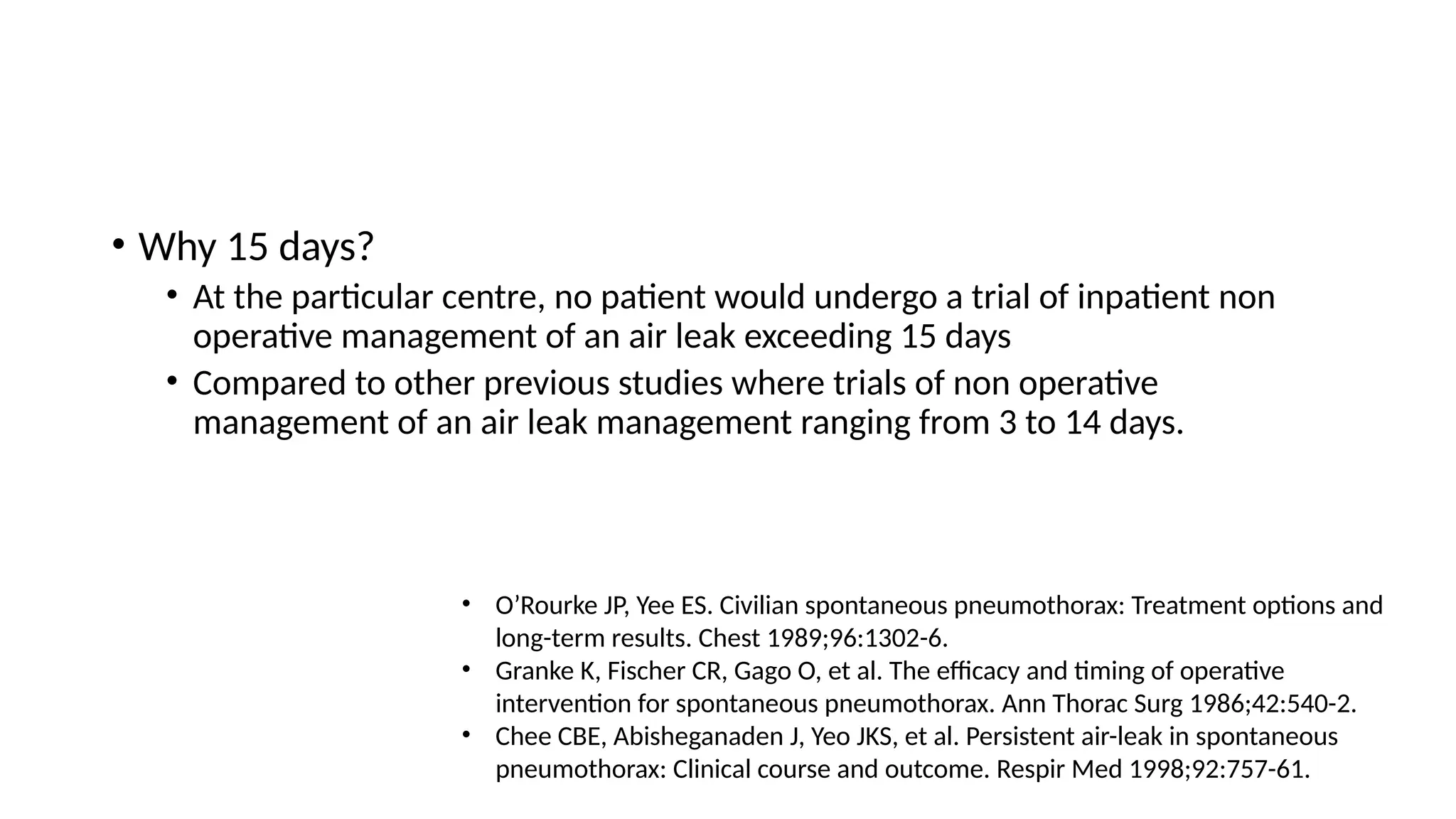 recurrence of primary spontaneous pneumothorax following bullectomy ...