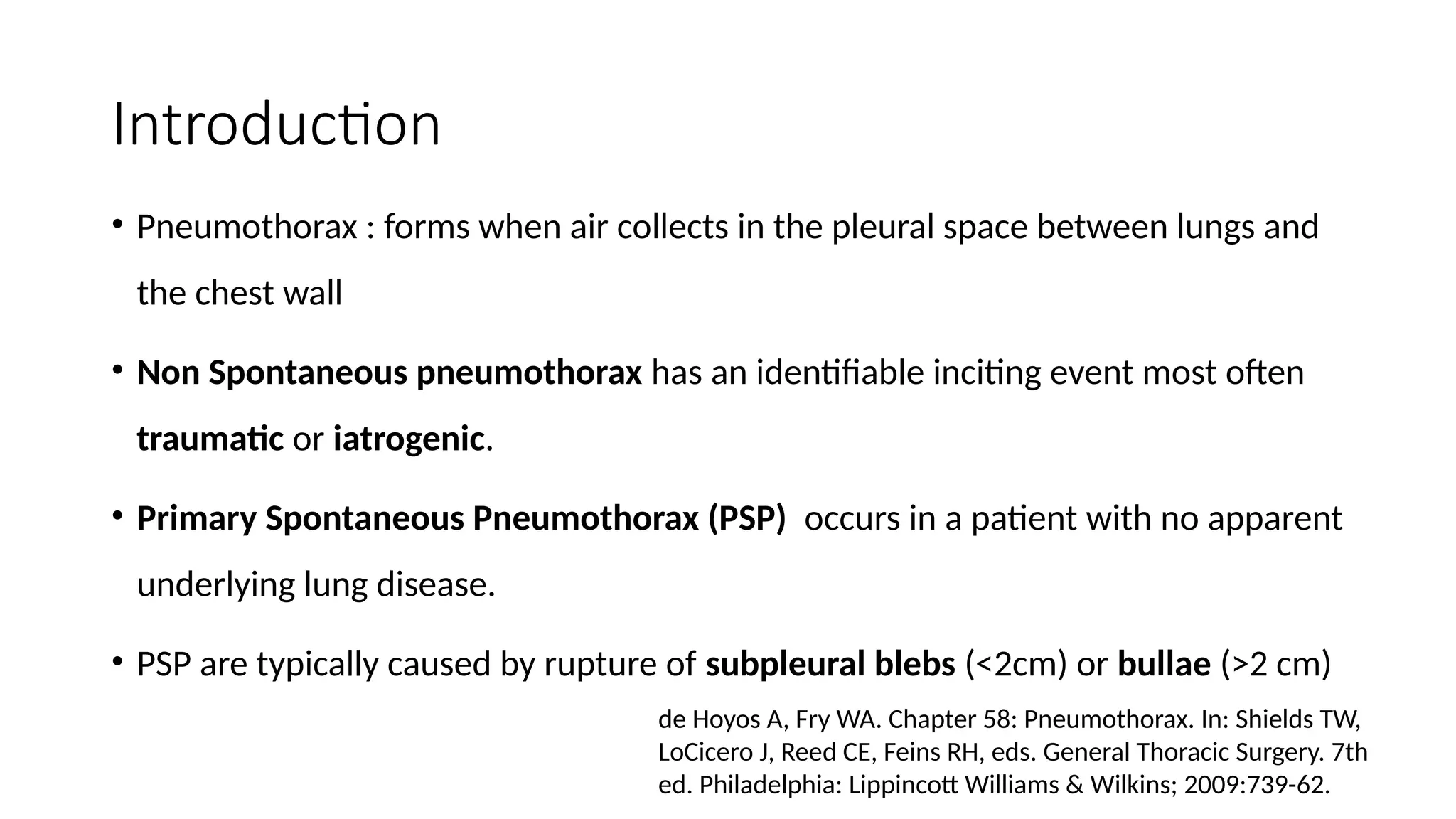 recurrence of primary spontaneous pneumothorax following bullectomy ...