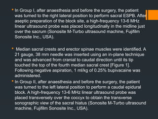Comparison of ultrasound‑guided sacral erector spinae plane block and ...