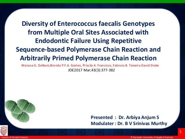 Diversity of Enterococcus Faecalis Clonal types in Endodontic Failures ...