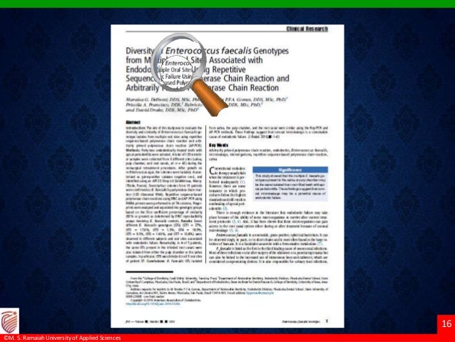 Diversity of Enterococcus Faecalis Clonal types in Endodontic Failures ...