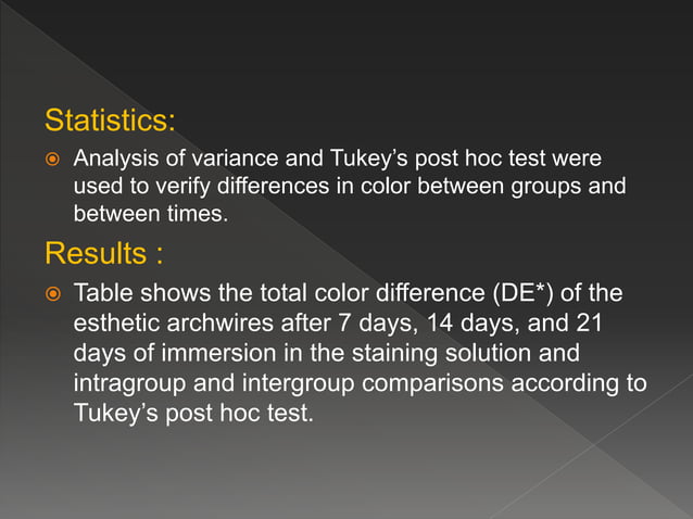 color stability of orthodontic esthetic arch wires | PPTX | Dental ...
