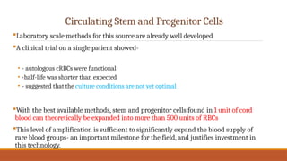 production of cultured red blood cells from stem cells | PPTX