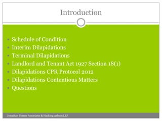 Jonathan Cornes Associates & Hacking Ashton Dilapidations Presentation ...