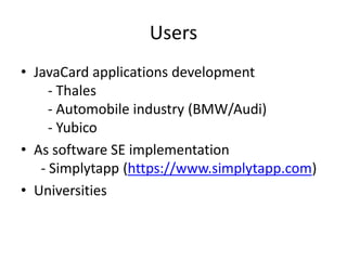 jCardSim - development platform for Java Card Applications | PPT