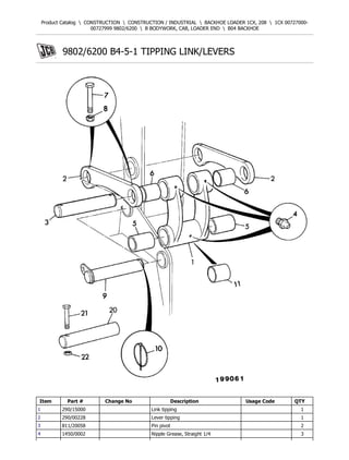 JCB 1CX Mini Backhoe Parts Catalogue Manual (Serial Number 00727000 ...