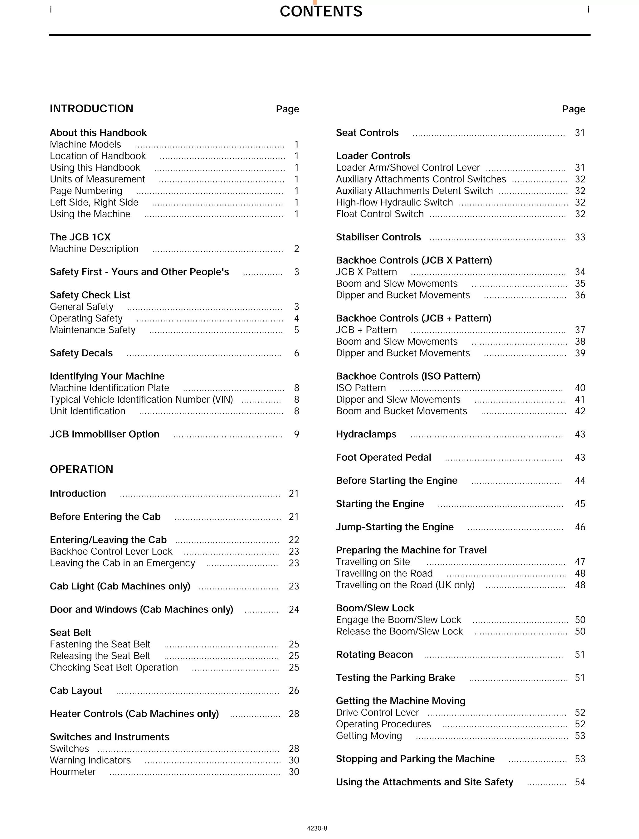 Jcb 1 cx operator manual | PDF