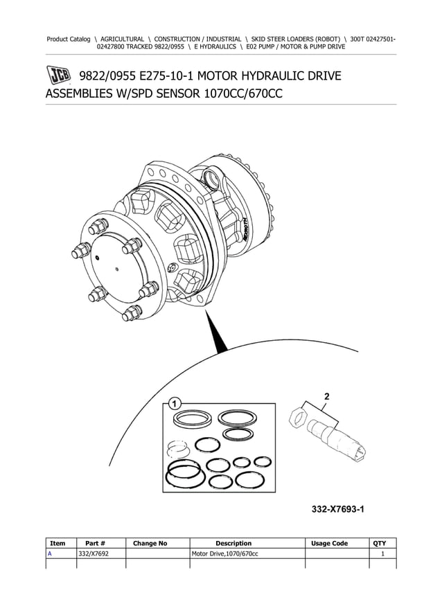 JCB 300T TRACKED Robot Parts Catalogue Manual (Serial Number 02427501 ...