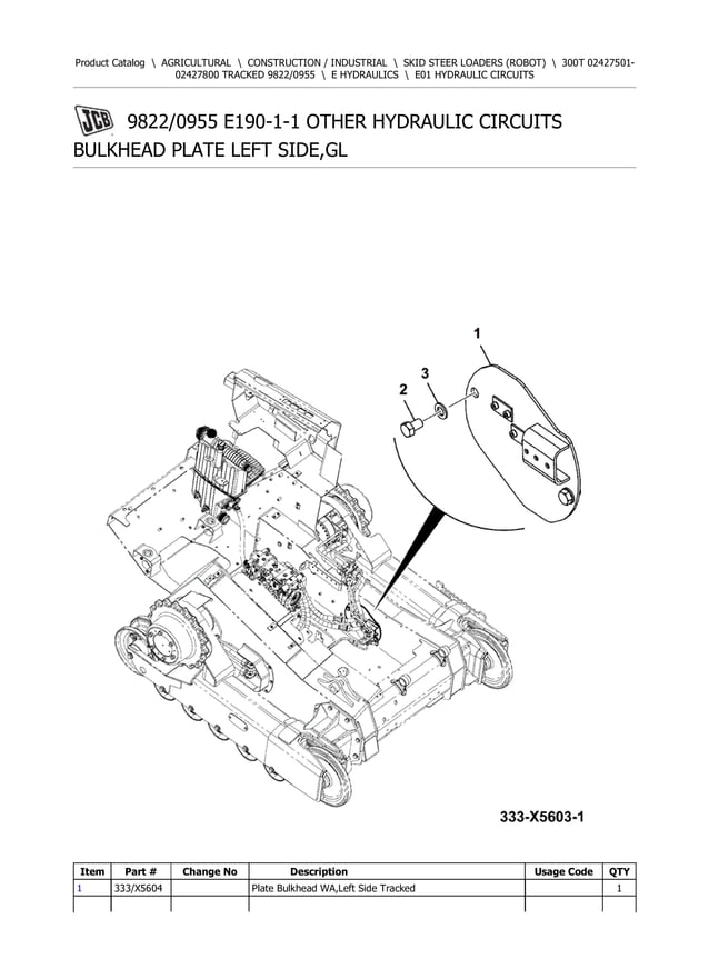 JCB 300T TRACKED Robot Parts Catalogue Manual (Serial Number 02427501 ...