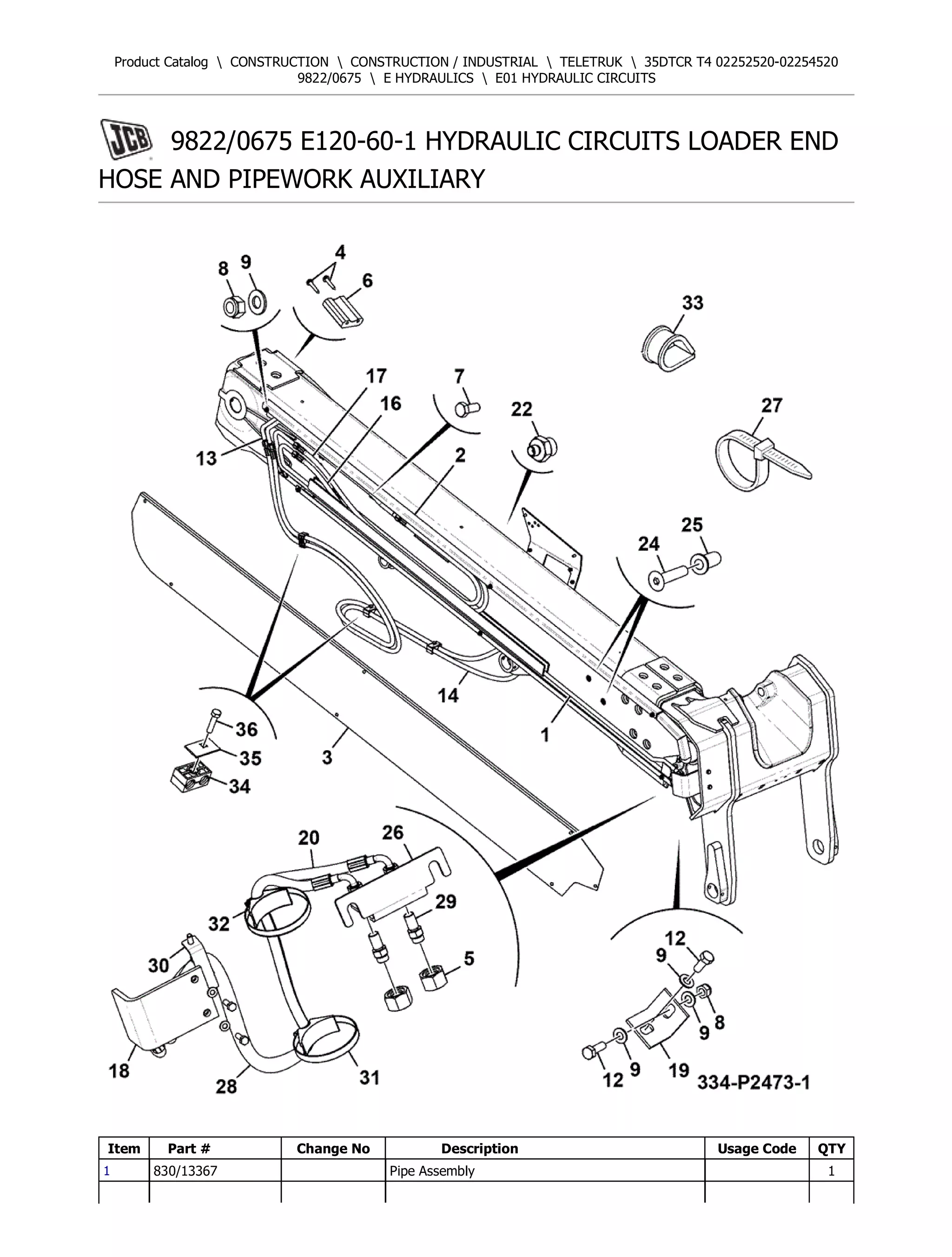JCB 35DTCR T4 Teletruk Parts Catalogue Manual (Serial Number 02252520 ...
