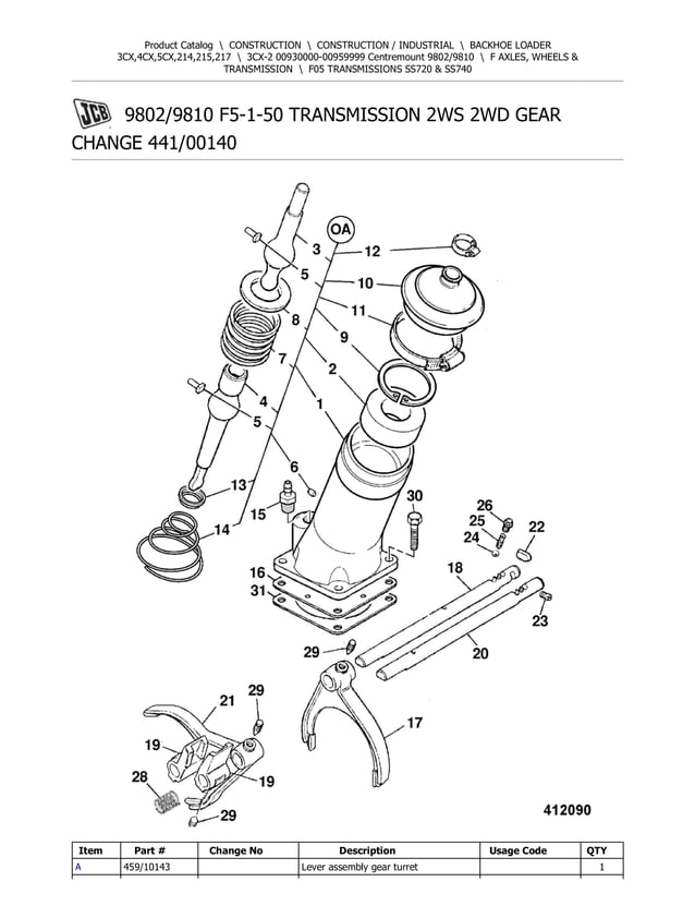 JCB 3CX-2 BACKOHE LOADER Parts Catalogue Manual (Serial Number 00930000 ...
