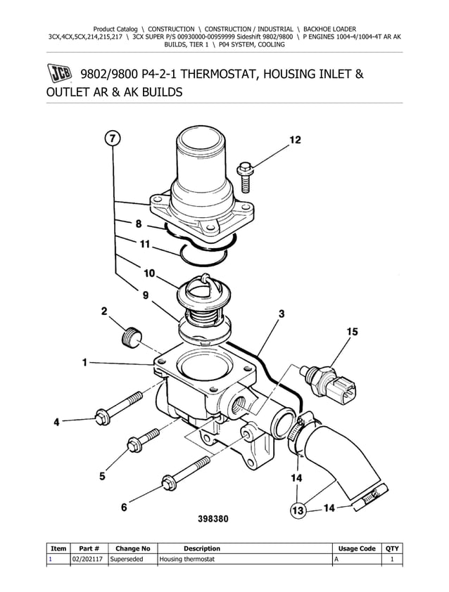 JCB 3CX SUPER PS BACKOHE LOADER Parts Catalogue Manual (Serial Number ...