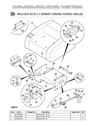 JCB 403 Loading Shovel Parts Catalogue Manual (Serial Number 02161877 ...