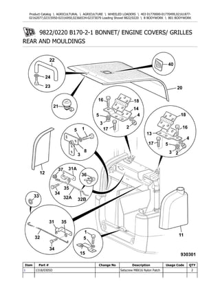 JCB 403 Loading Shovel Parts Catalogue Manual (Serial Number 02366534 ...