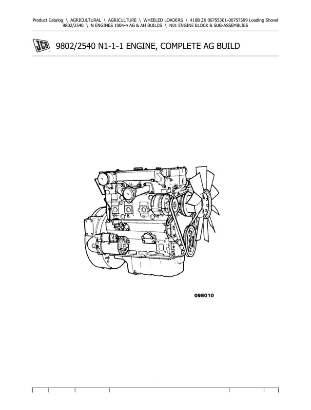 JCB 410B ZX Loading Shovel Parts Catalogue Manual (Serial Number ...
