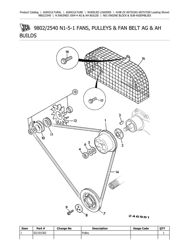 JCB 410B ZX Loading Shovel Parts Catalogue Manual (Serial Number ...