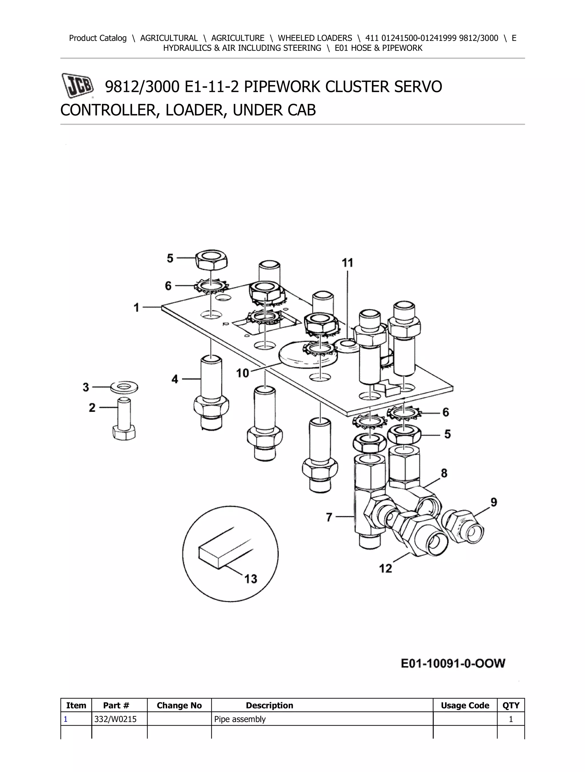 JCB 411 Wheeled Loader Parts Catalogue Manual (Serial Number 01241500 ...