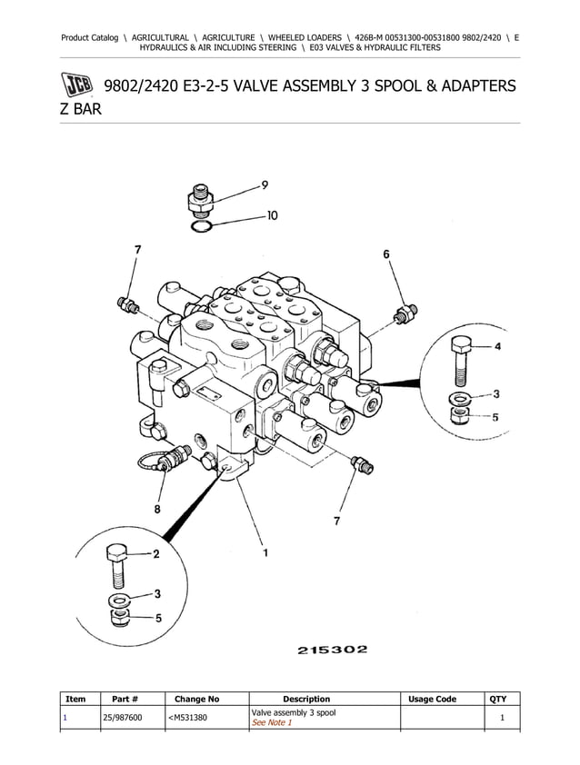 JCB 426B-M Wheeled Loader Parts Catalogue Manual (Serial Number ...