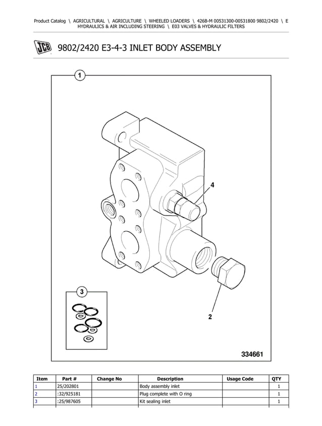 JCB 426B-M Wheeled Loader Parts Catalogue Manual (Serial Number ...