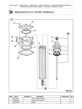 JCB 426 Wheeled Loader Parts Catalogue Manual (Serial Number 00532100 ...