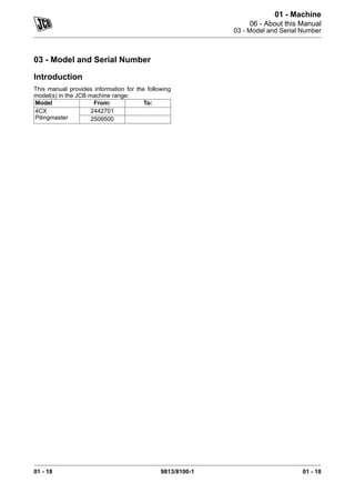 Jcb 4 cx pilingmaster backhoe loader service repair manual sn 2509500 ...