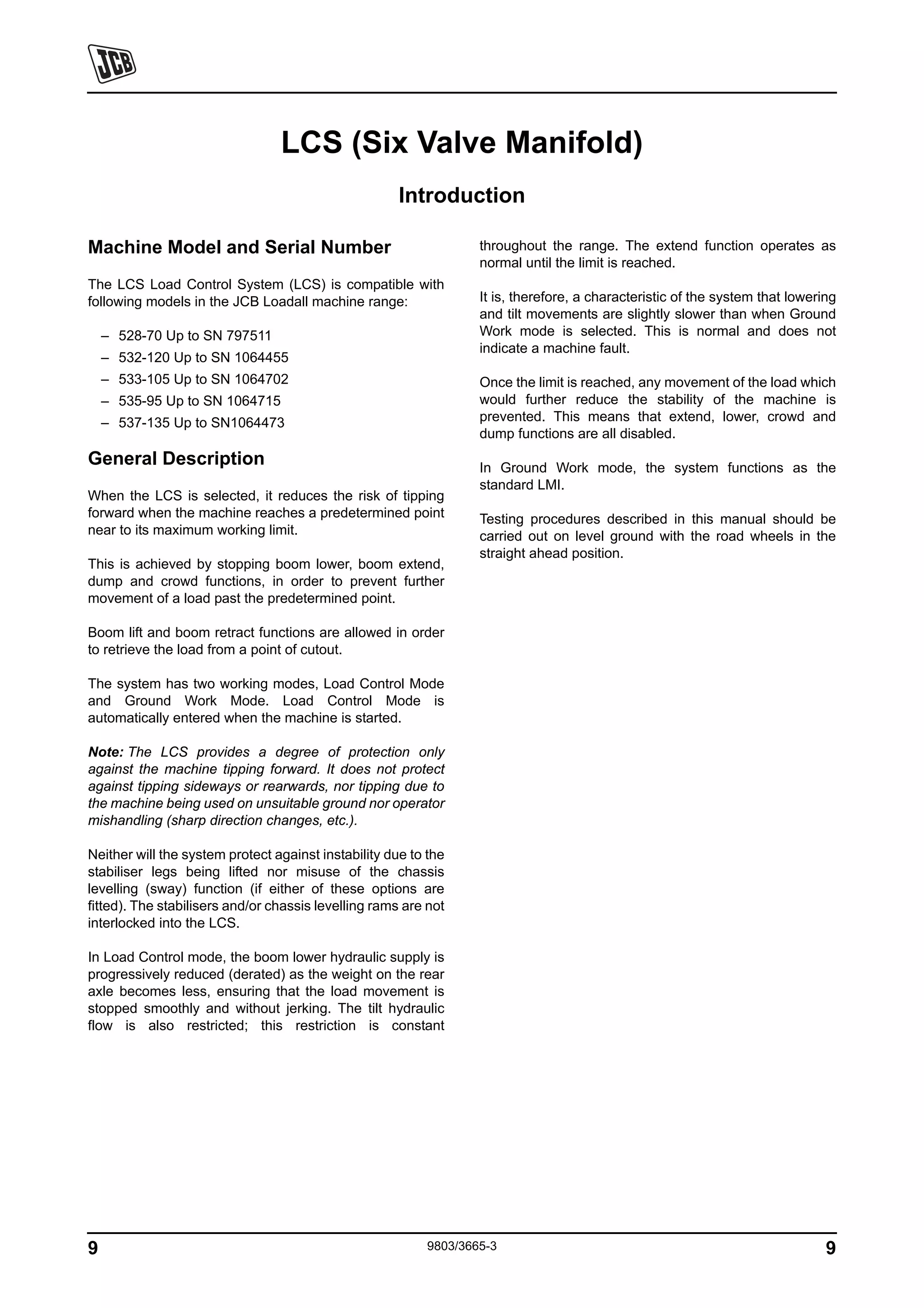 Jcb 520 40 load control (supplement) service repair manual | PDF